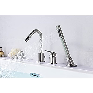 SUMERAIN Roman Tub Faucet Brushed Nickel Bathtub Faucet Set with Handheld Shower Sprayer