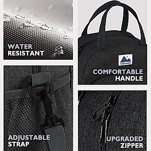 BAGBEBAG Lunch Bag Women, Insulated Lunch Bag For Women Man, Large Adult Lunch Box with Adjustable Strap, Premium Cooler Tote Bag for Office Work Picnic (Black)