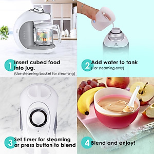 Lil’ Jumbl Baby Food Maker - 2-in-1 Steamer & Puree Blender with Timer, One-Press Processor & Auto Shutoff - Cook & Steam Fruits, Veggies & Other Healthy Homemade Infant & Toddler Meals in Minutes