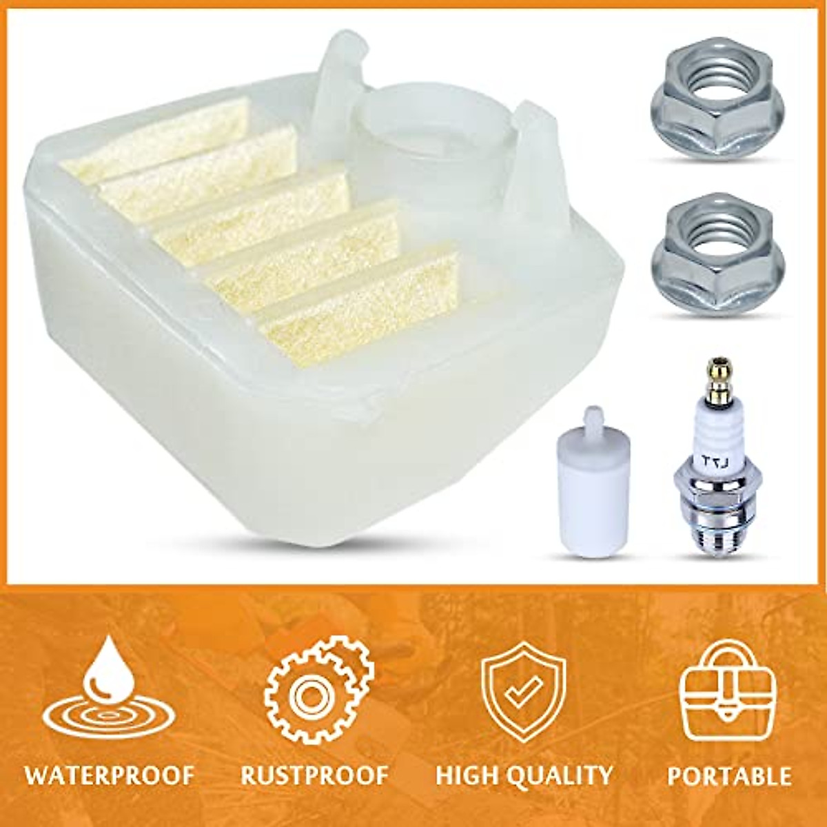 Air Filter Bar Nuts Fuel Filter Spark Plug For Husqvarna 340 345 346 XP 350 351 353 Chainsaw 537024003