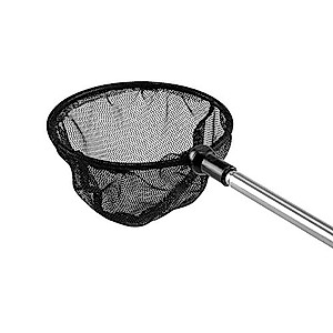 Lpraer Aquarium Fish Net 3.5" Round Fish Net with Extendable 9.8"-24.4" Telescopic Stainless Steel Long Handle Fine Mesh Fish Net for Fish Tank