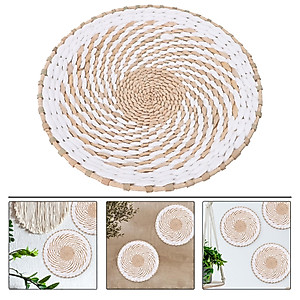 Kichvoe Woven Wall Hanging Baskets Decorative Rattan Basket Rattan Basket Wall Decor Wall Basket Decor Unique Wall Decor Woven Wall Plate Decor Basket Wall Art Grass Round Wall Decoration