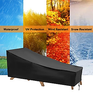 TJFU 1Set Patio Chaise Lounge Cover Waterproof Outdoor Lounge Chair Covers, Water Resistant Sunbed Sun Rattan Chair Cover Black Durable Patio Furniture Covers - 82" L x 29" W x 31" H