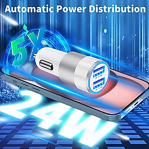 【MFi Certified】iPhone 15 Fast Car Charger, Braveridge 4.8A USB Car Charger Fast Charging Cigarette Lighter USB-C Car Charger+2Pack Type-C Charge Cable for iPhone 15 Plus/15 Pro/15 Pro Max/iPad Pro/Air