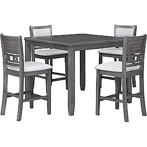 New Classic Furniture Gia 5-Piece Counter Set with 1 Table and 4 Chairs, 42-Inch, Gray