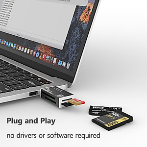 Micro SD Card Reader, 4-in-1 SD Card Reader to USB Adapter, Memory Card Reader for MS Duo/Pro, M2 Card, SDXC, SDHC, MMC, RS-MMC, Micro SDXC, Micro SDHC and TF Card (1Pack Black)