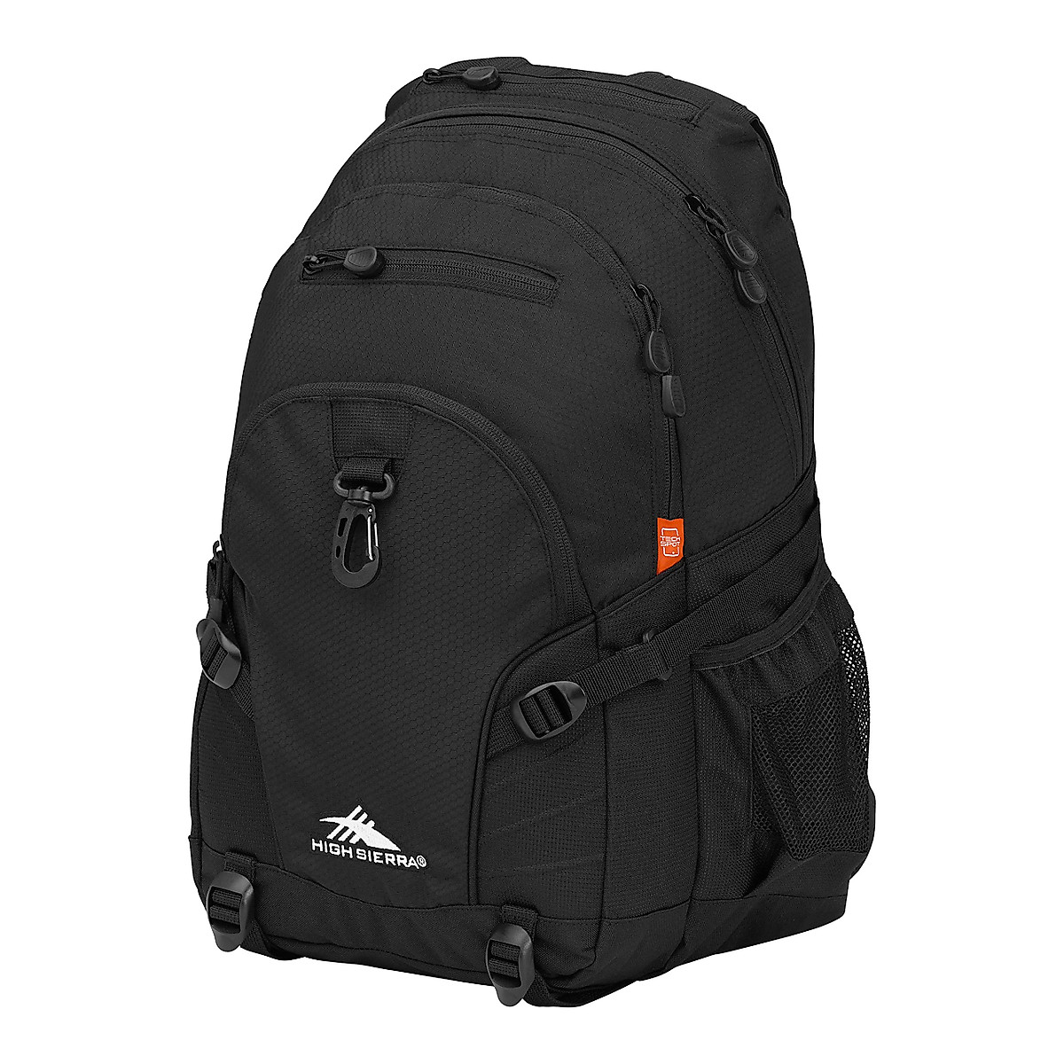 High Sierra Loop-Backpack, School, Travel, or Work Bookbag with tablet-sleeve, Black, One Size