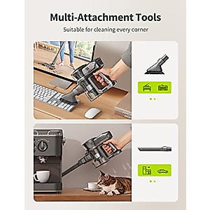 kalado Cordless Vacuum Cleaner, 26Kpa Stick Vacuum with 40Min Detachable Battery, 250W Brushless Motor, LED Display, 6 in 1 Lightweight Upright Vacuum for Pet Hair Carpet Car Floor（2 Years Warranty）