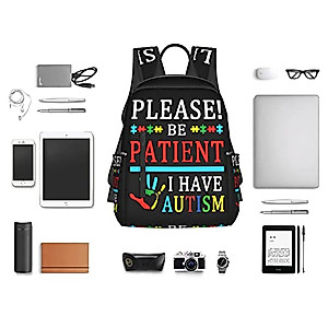Please Be Patient I Have Autism Teenager Backpacks For Girls Boys Elementary School Bags For (Please Be Patient I Have Autism, One Size)