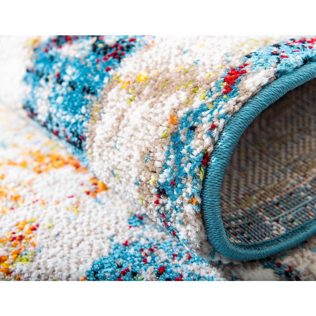 Unique Loom Rosso Collection Vintage, Traditional, Distressed, Bohemian, Botanical, Southwestern Area Rug, 2' 7" x 10' 0", Multi/Blue