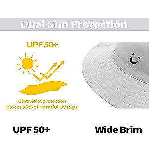 Baby Sun Hat Smile Face UPF 50+ Sun Protection Toddler Summer Cap Adjustable Beach Swim Bucket for Baby Boy Girl Kid