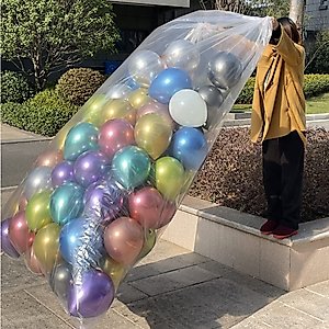 2 PcsThickened Plastic Balloon Bags Clear Giant Storage Bags Include 1 Pcs 98 x 59 Inch, 1 Pcs 59 x 47 Inch Balloon Bags for Transport Storage Birthday Celebration Eve Party Supplies