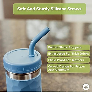 WeeSprout 2-in-1 Drinking Cups for Kids, Durable 304 Stainless Steel Cups, Silicone Straws with Straw Stoppers, Premium Hard Plastic Twist Lids, Easy-Grip Sleeves, Set of 4 Dishwasher Safe Kid Cups