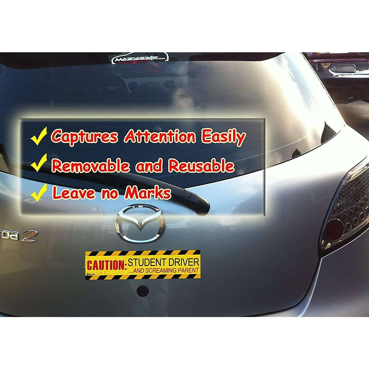 Zento Deals Caution Student Driver and Screaming Parent Car Magnet Funny New Driver Flexible Magnet 12" X 3" (1 Pack)