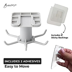 Beecora Under Cabinet Storage Hooks – Multi Hook Adhesive Hanger for Hanging Kitchen Utensil Spoon Spatula Holder Rack for Jewelry Keys Home Office Shelf Kids Bath Room Beauty Organizer [2PK Grey]