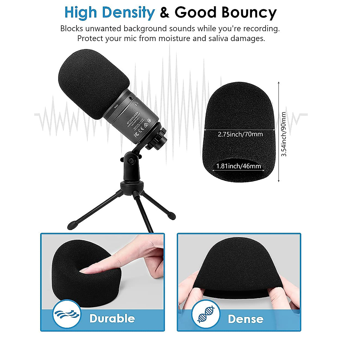 AT2020 Shock mount with Pop Filter [durable/more stable] by Etour - Mount Made from metal material to Eliminate Vibrations - Compatible with Diameter 46mm-53mm Microphone at2040 line Kit