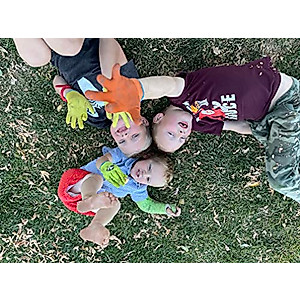 HANDLANDY Kids Gardening Gloves for Age 2-13 Latex Free, 3 Pairs Nitrile Coated Toddler Garden Gloves for Childrens Little Girls Boys Youth (Size 2（for age 2-4）)