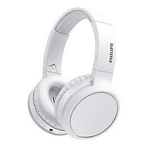 Philips H5205 Over-Ear Wireless Headphones with 40mm Drivers, Lightweight Cushioned Headband, White