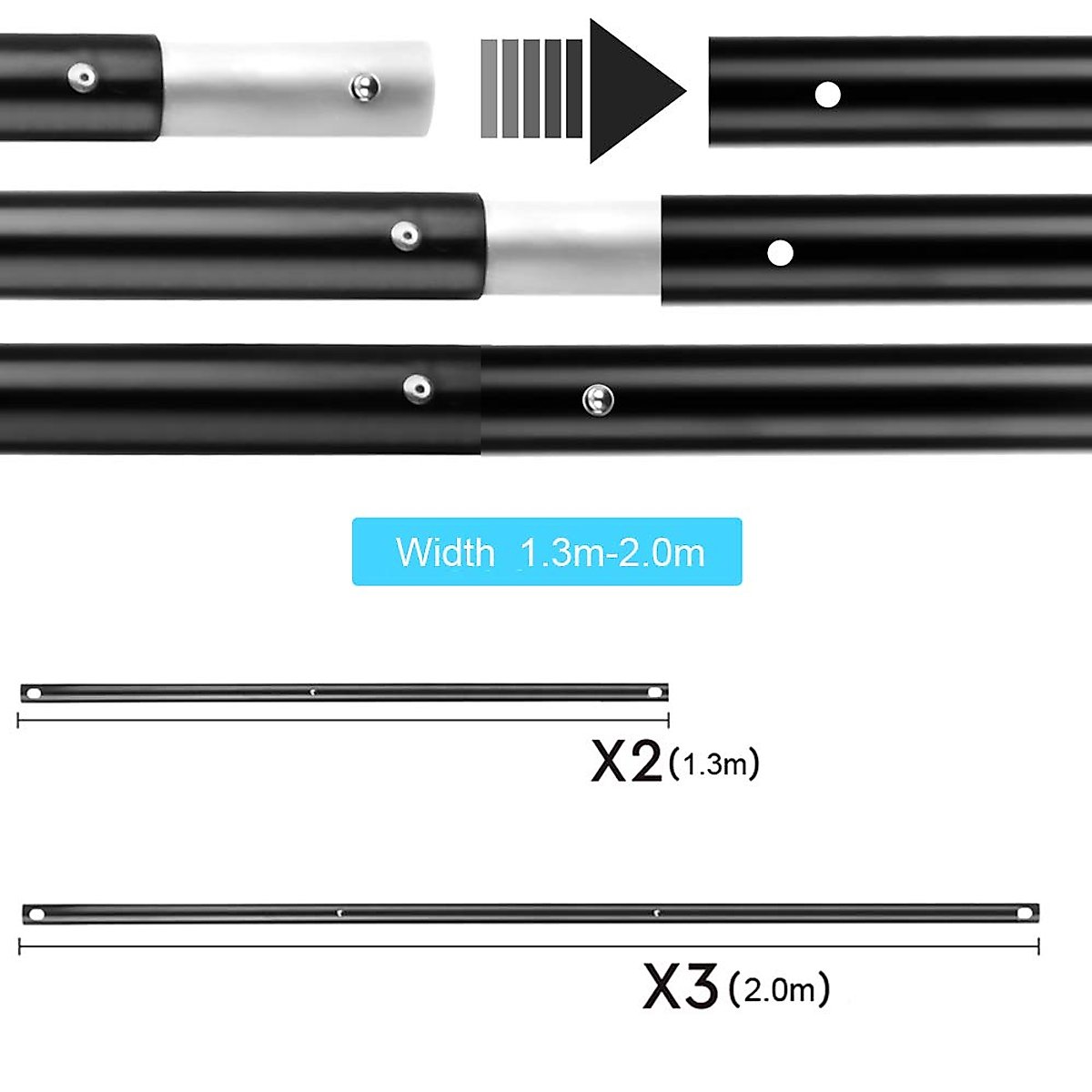 T-Shape Backdrop Stand 1.5 x 2m for Parties, BDDFOTO Photo Studio Background Stand System Height-Adjustable Tripod Stand with 4 Backets for Photo Studio Video Photography