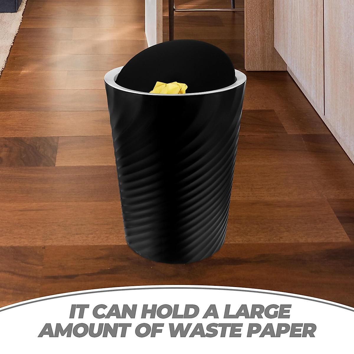 ABOOFAN Trash Can with Swing Lid 10L Plastic Wastebasket Garbage Container Waste Bin for Kitchen Bathroom Bedroom Office Under Desk