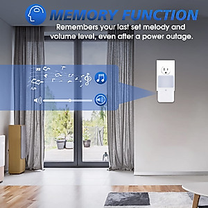 Wireless Doorbell with Night Light, AONCO Waterproof Door Bell Chime Kit Alarm for Home at Over 1300 Feet Range Operating with 58 Melodies, Mini LED Light with Dusk to Dawn Motion Sensor, White