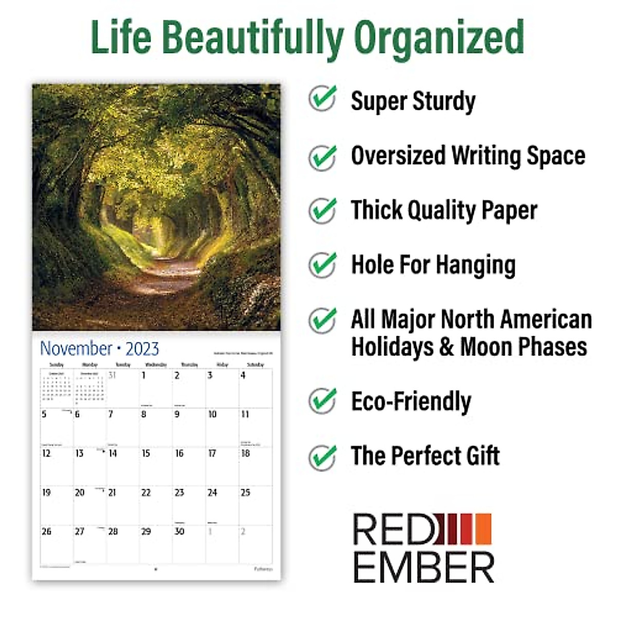 RED EMBER Pathways 2023 Hangable Wall Calendar - 12" x 24" Opened - Thick & Sturdy Paper - Giftable - This Is the Way