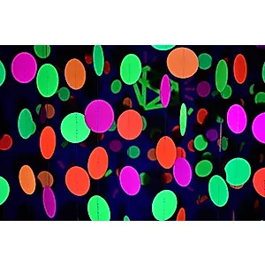Midnight Glo 78ft Neon Paper Garland Circle Dots Hanging Decorations for Birthday Party Wedding Decorations Black Light Reactive UV Glow Party (6 Pack)
