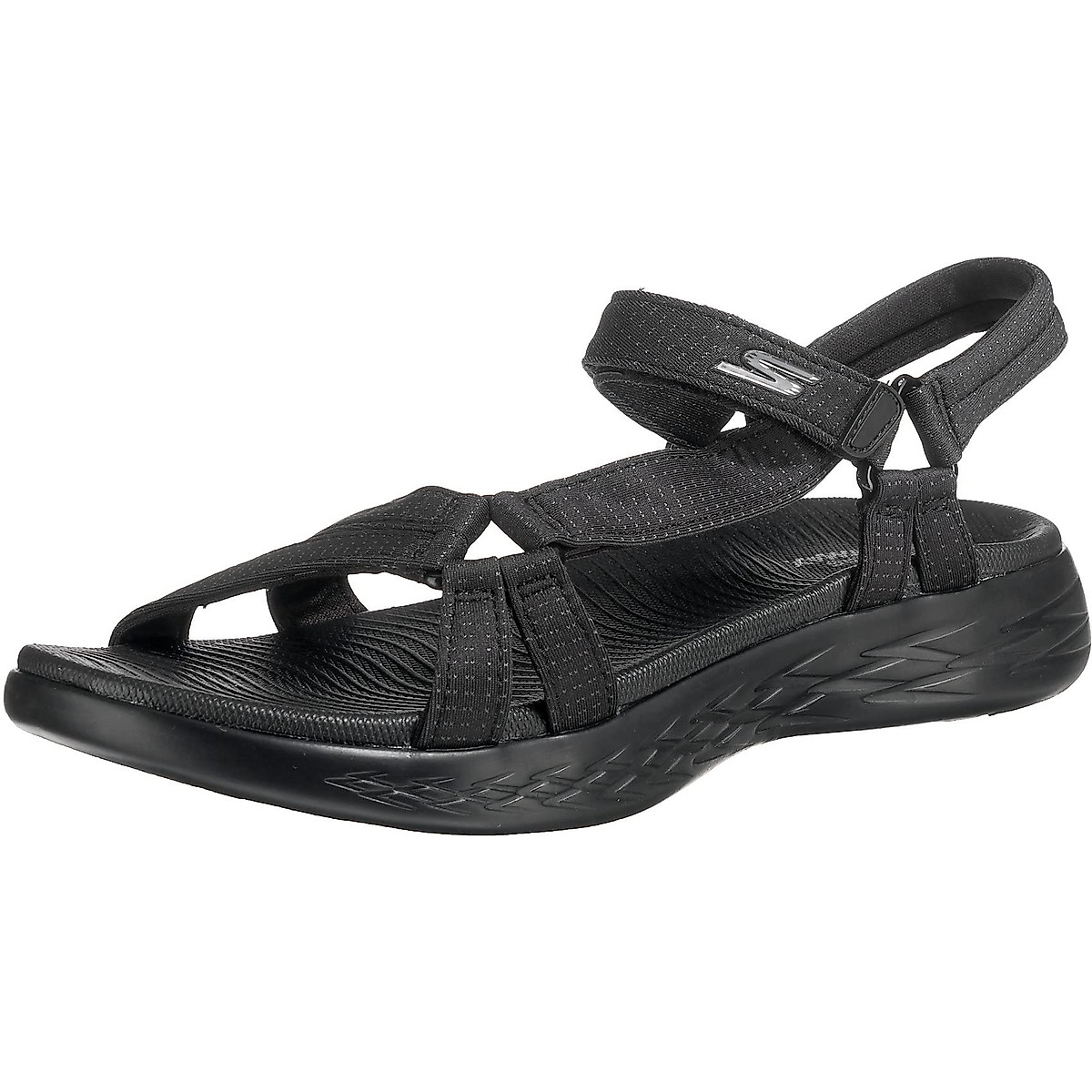 Skechers Women's On-The-Go 600-Brillancy Sport Sandal, Black, 10 Wide