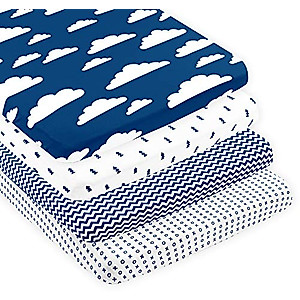 Pack n Play Sheets – Premium Pack and Play Sheets 4 Pack – 100% Super Soft Jersey Knit Cotton Playard Mattress Sheets – Portable Playpen Fitted Play Yard Mini Crib Sheet for Boy & Girl (24 x 38 x 5)