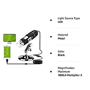USB Microscope, 40X-1000X Digital Microscope 3 in 1 PCB Microscope Camera Magnification Endoscope Camera Portable Microscope, Metal Stand for Windows 7/8/10, Mac, Android with OTG, Linux
