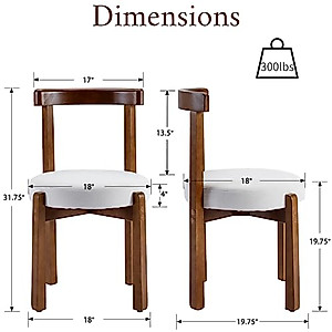 Ya-Home Dining Chairs Set of 2, Comfy Mid-Century Dining Room Chairs Upholstered Linen Fabric Side Chair with Wooden Legs Backrest for Dining Room Living Room, Beige
