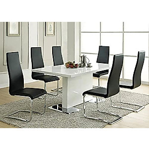 Coaster Home Furnishings Wexford Upholstered Dining Chairs, Black and Chrome (Set of 4), 19.75"D x 17"W x 16.25"H (100515BLK)