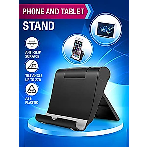 Cell Phone Stand Portable Compact : Cradle, Smartphone Holder, Small Tablet Stand for Office Desk - Black