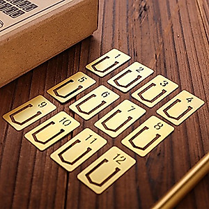 EKLOEN 12pcs Brass Bookmarks, Mini Cute 1-12 Number Book Marks Ideal Gifts