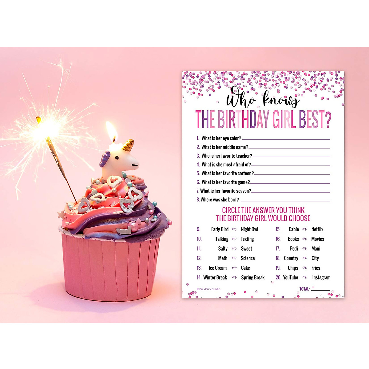 30 Who Knows The Birthday Girl Best Game Cards- for Child or Teen- Fun and Easy Game for Party or Sleepover- Girl Birthday Supplies, Activity, Decorations