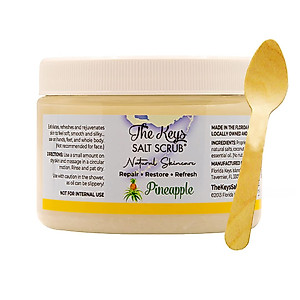 The Keys Exfoliating Sea Salt Body Scrub - Organic Body Scrub with Pure Florida Sea Salt, Ideal Salt Scrub for Hands, Feet, Bikini Area, and Travel Size Body Scrub for Men & Women, Pineapple, 12 oz.