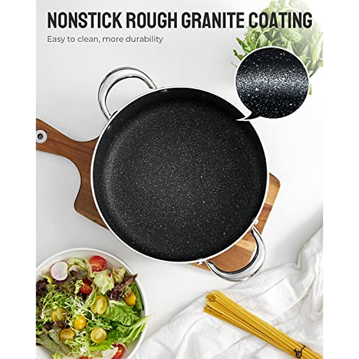 BEZIA Cooking Pot with Lid, 6 Quart Nonstick Stock Pot/Stockpot with Lid, Non Stick 6 QT Large Capacity Induction Pot for Soup, Broth, Chili, Stew - All Stove Compatible