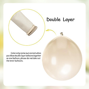 12inch Pearl White Balloons, 50pcs Double -Stuffed Pearl Sand White Ivory Balloons for Wedding Birthday Bridal Shower Engagement Anniversary Party Decorations