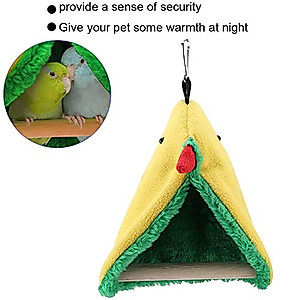 Tnfeeon Pet Bird Plush Hammock, Pet Bird Parrot Triangle Plush Hammock Tent Bed Hanging Cave Standing Toy