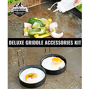 Commercial-Grade Griddle Accessories Kit for Blackstone - Spatulas, Scraper, Cheese Melting Dome, Egg Rings, Bottles, and More for Indoor/Outdoor Cooking on Flat Top Grills