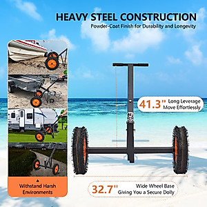 Adjustable Trailer Dolly, 600lbs Load Capacity, Carbon Steel Trailer Mover with 17.71''-26'' Adjustable Height, 12" Pneumatic Tires for Moving Boat Trailers/Utility/RV/Cargo Trailers