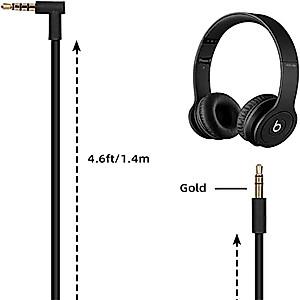 Replacement Audio Cable Cord Wire Compatible with Beats by Dr Dre Solo2 Solo3/Studio 2 3 Pro/Detox/Wireless/Mixr/Executive/Pill Headphones Aux Cord with Microphone & Volume Control(4.6FT, Black)