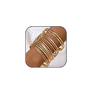 Sakytal Gold Stackable Bangle BraceletsIndian Multi Bangles Bracelet layered Bracelet Set for Women