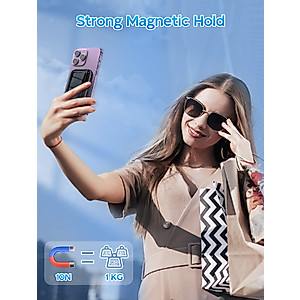 Ceftydy Magnetic Wireless Portable Charger, 10000mAh Battery Pack with USB-C Cable & LED Display, Built-in Lightning Cable, Magnetic Power Bank 20W PD Fast Charging for iPhone 15/14/13/12 Series