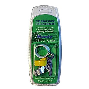 The Original Handy Safety Knife - Utility Ring Knife for Finger with Sharp, Curved Blade - Handy Gardener's Three Pack - By Handy Twine Knife