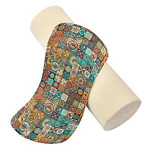 Vnurnrn Boho Mandala Neck Support Pillow Round Neck Roll Bolster Cylinder Pillow Cervical Pillows Round Neck Pillow for Leg Knee Back Head Support for Study Work Men Women