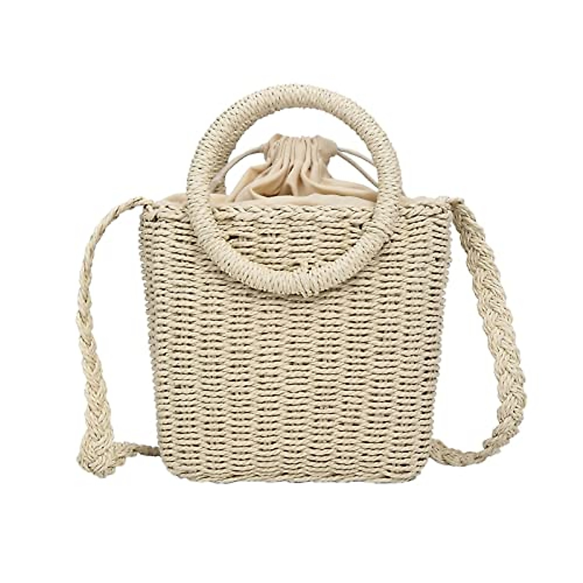 ZHYLing Handmade Woven Purse Wicker Beach Handbag Fashion Women Pure Color Rattan Woven Pearl Basket Handbag Mini Tote Lunch Bags (Color : 7)