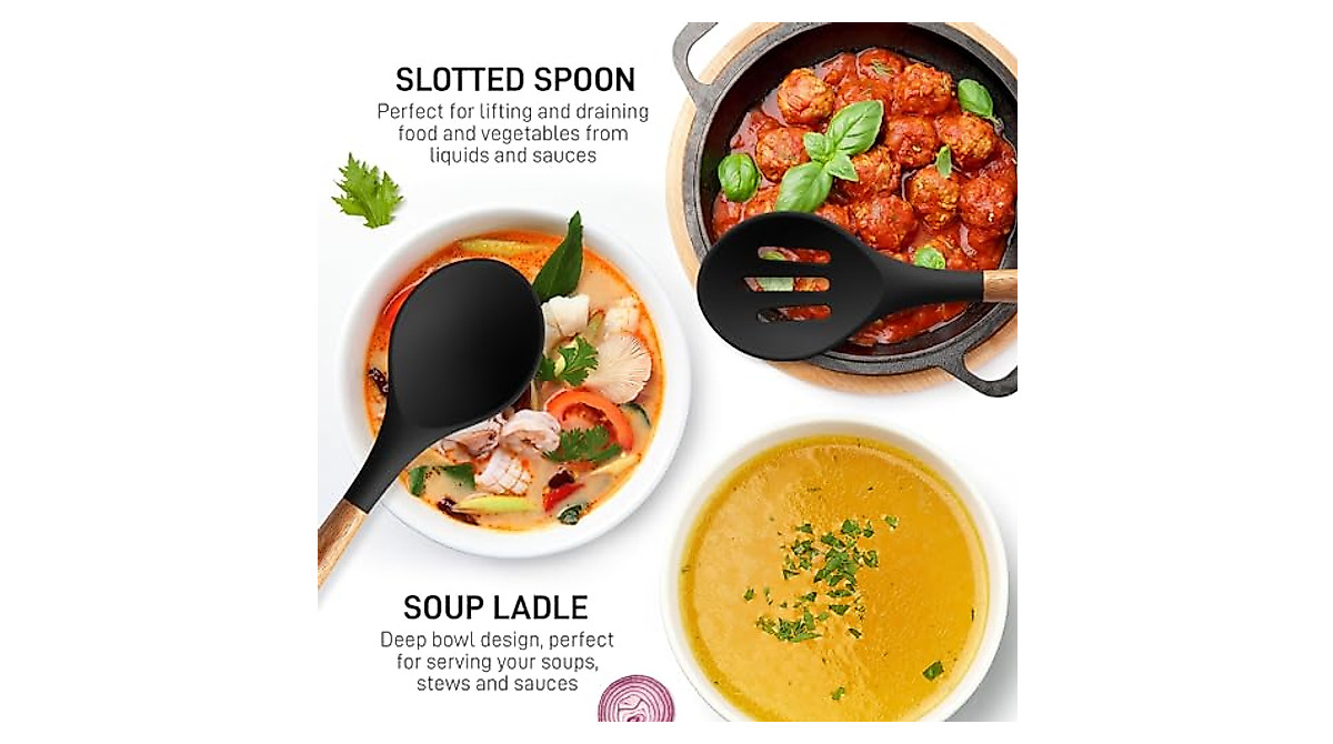 Zulay Kitchen Non-Stick Silicone Utensils Set - 5 Pieces
