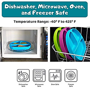 Silicone Baby Feeding Set | Suction Plate for Toddlers + Pocket Bib + Bendable Spoon | BPA Free | Dishwasher, Microwave and Oven Safe (Blue)