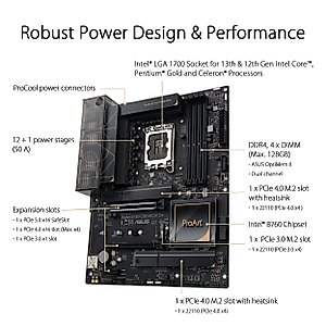 ASUS ProArt B760-CREATOR D4 Intel LGA 1700(13th and 12th Gen) ATX Content Creator Motherboard,DDR4,PCIe 5.0,3xM.2 Slots,2.5 Gb &1Gb LAN,Front USB 3.2 Gen 2x2 Type-C,Thunderbolt(USB4®) Header